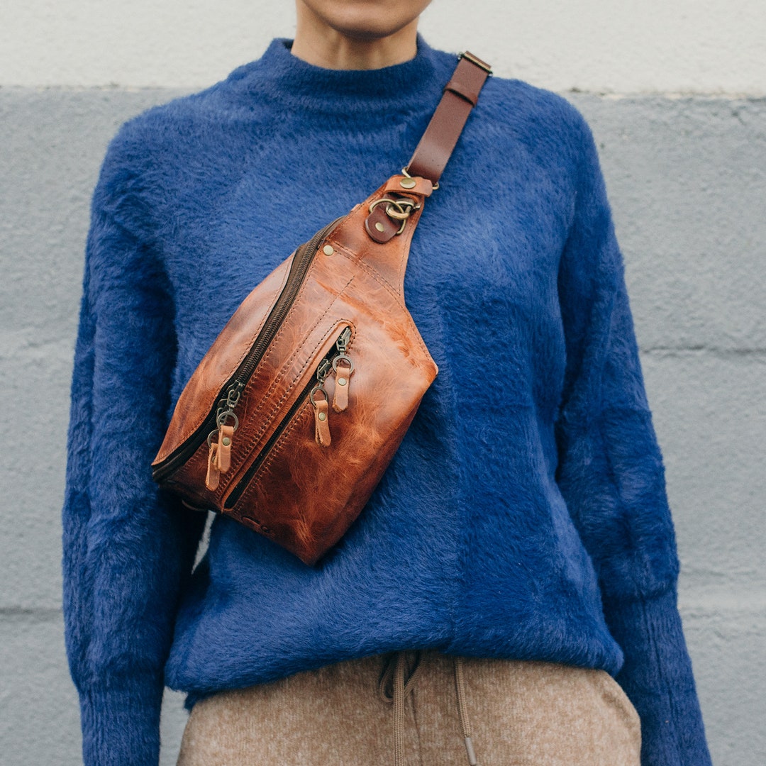 Handmade Full Grain Leather Fanny Pack: Ginger Waist Bag With Zipper ...