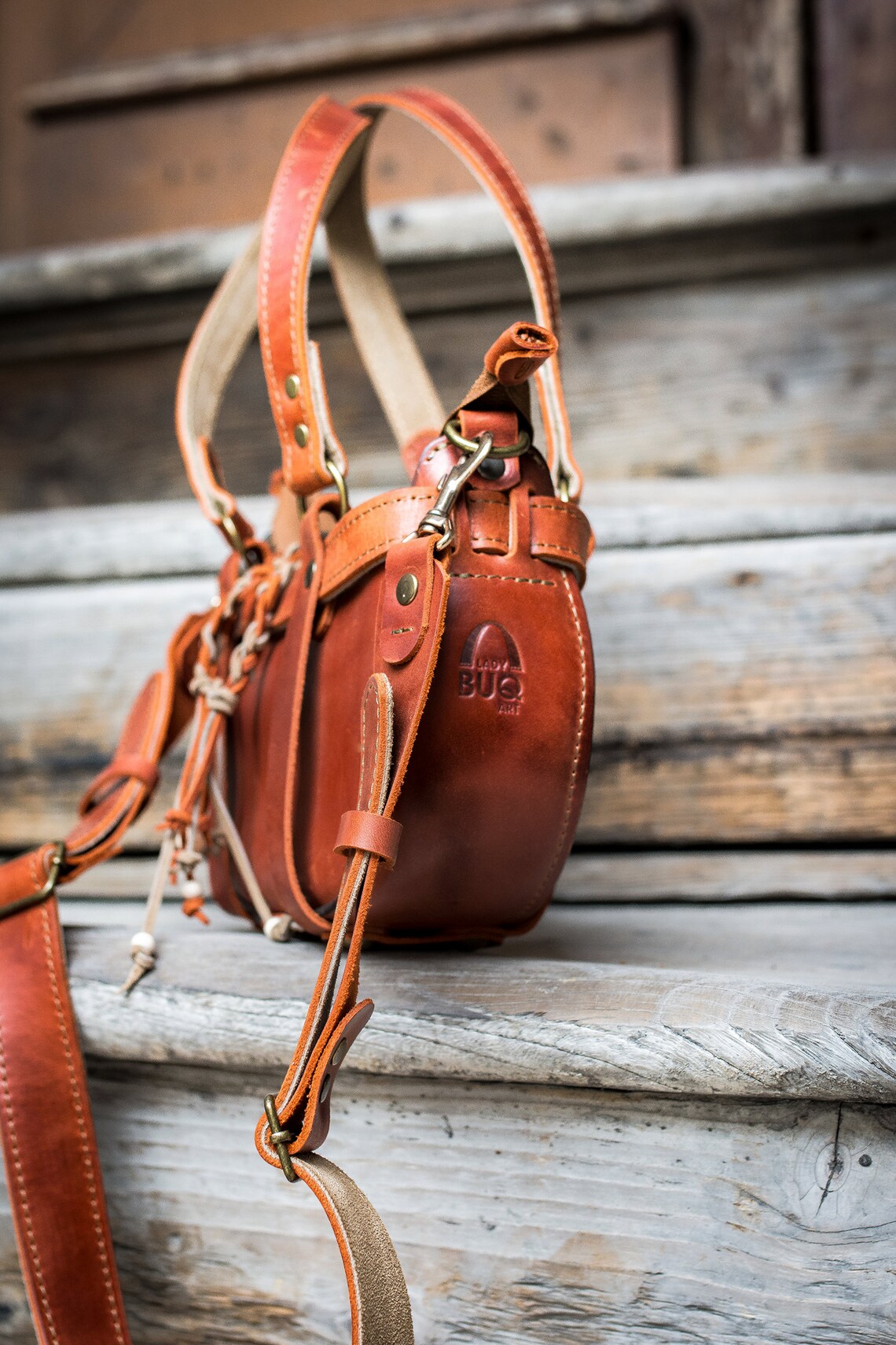 Handmade Leather Crossbody Bag: Boho Cognac Purse With Braided Detail ...