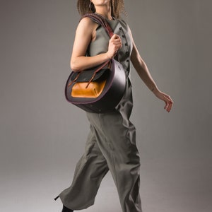 Handmade Leather Shoulder Bag: Plum Boho Tote, Urban Purse - Etsy