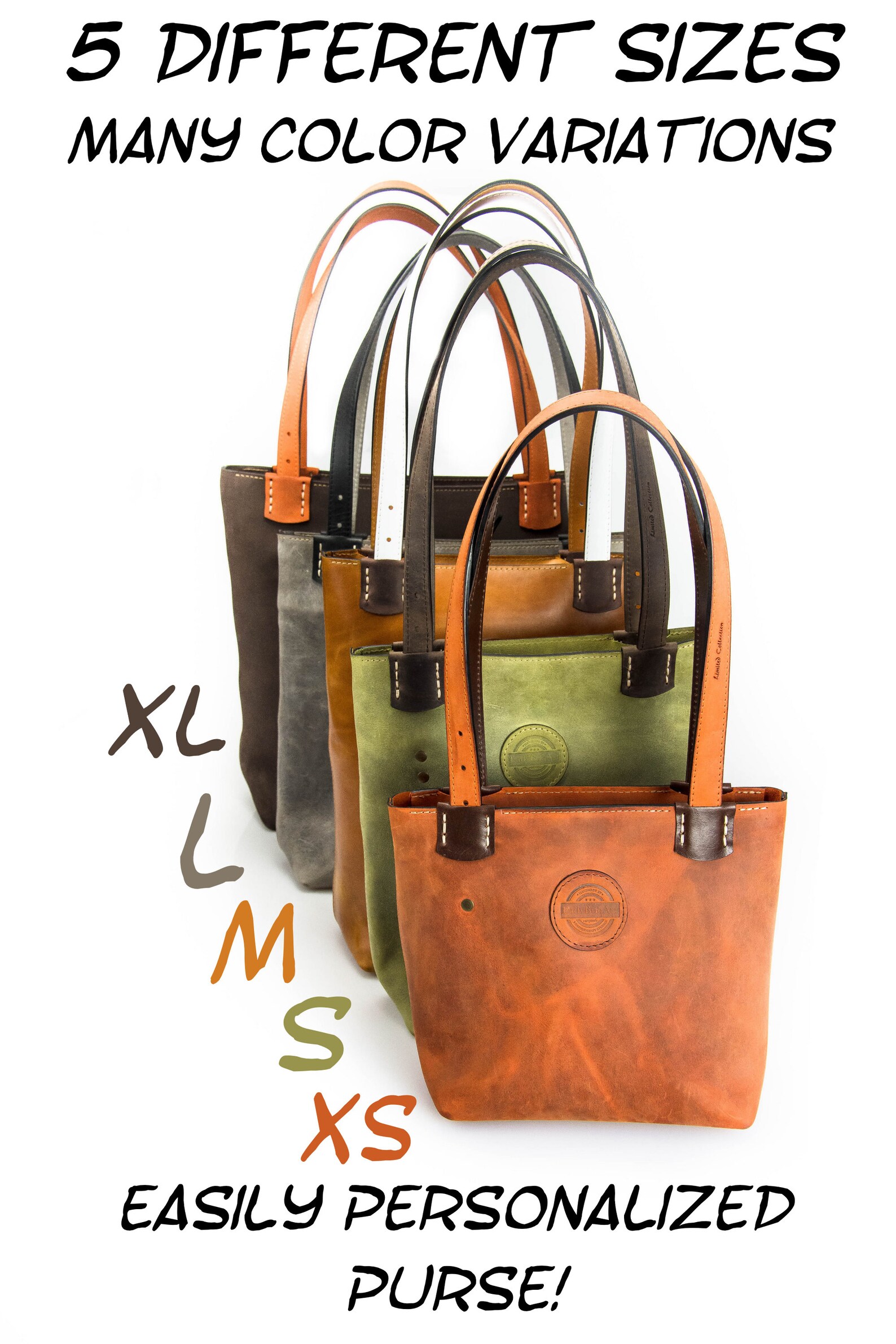 Leather Tote Bag Handmade Sturdy Woman Purse in 5 Sizes - Etsy