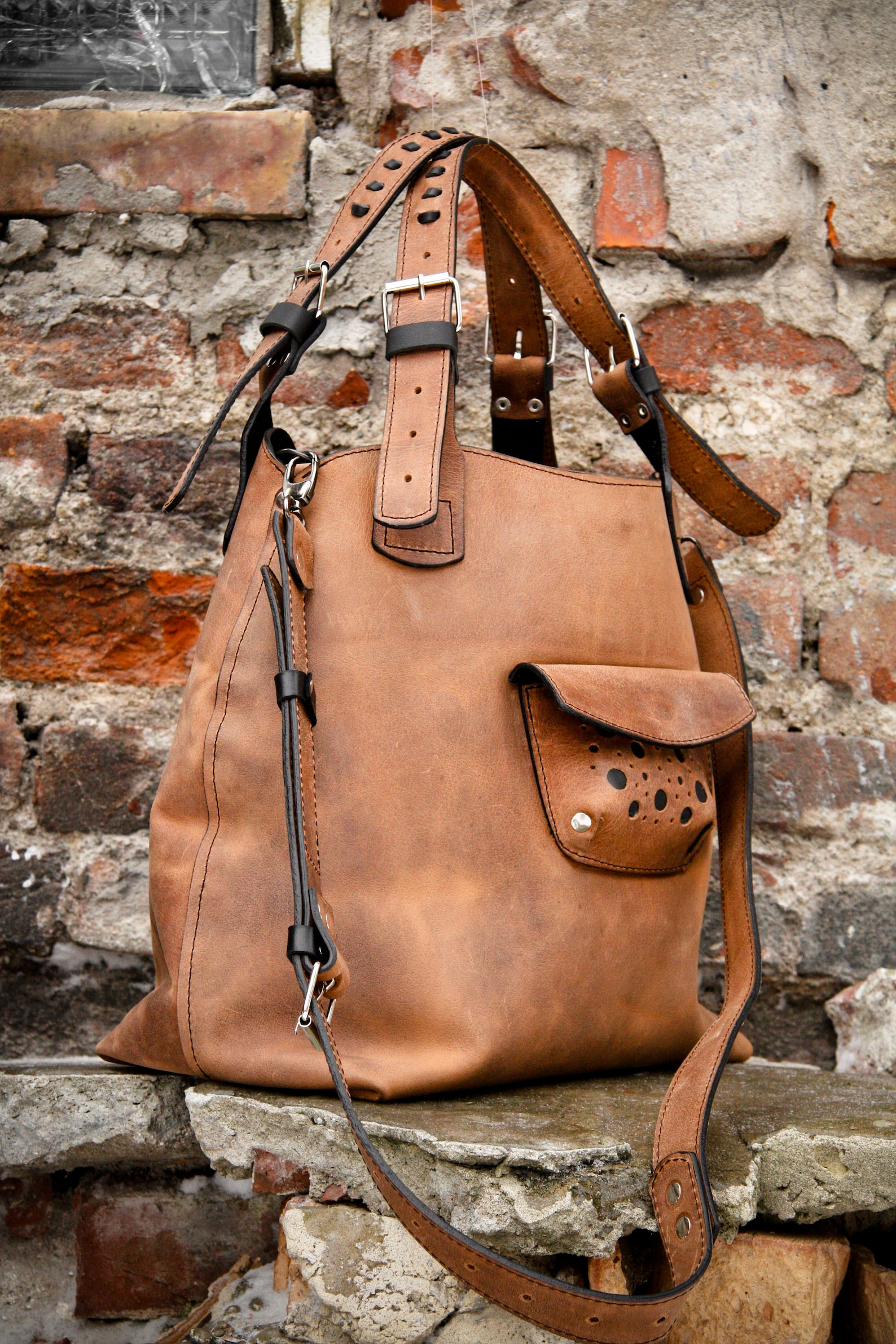 Office Bag Roomy Purse Leather Tote Travel Handbag Ladybuq Art Etsy