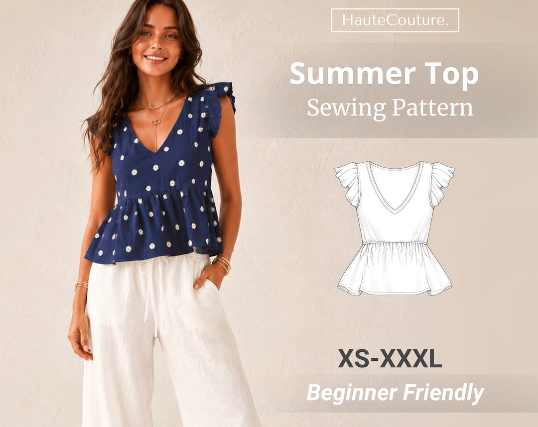 Summer Top Sewing Pattern for Women (XS-XXXL), Top Pattern, Women ...