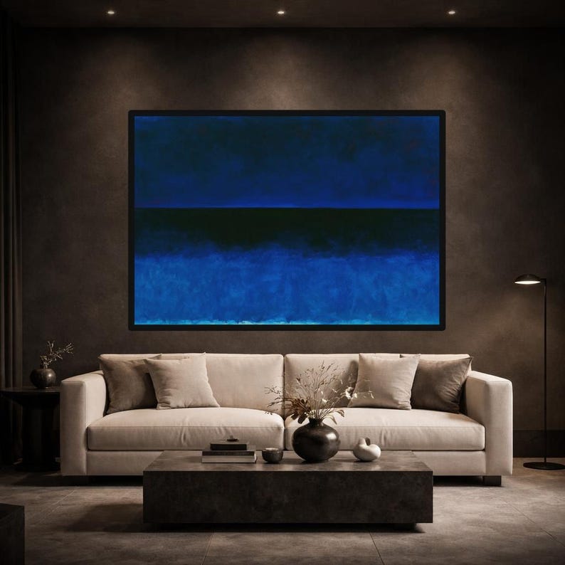 Mark Rothko Blue Canvas Wall Art, Modern Abstract Print, Living Room ...