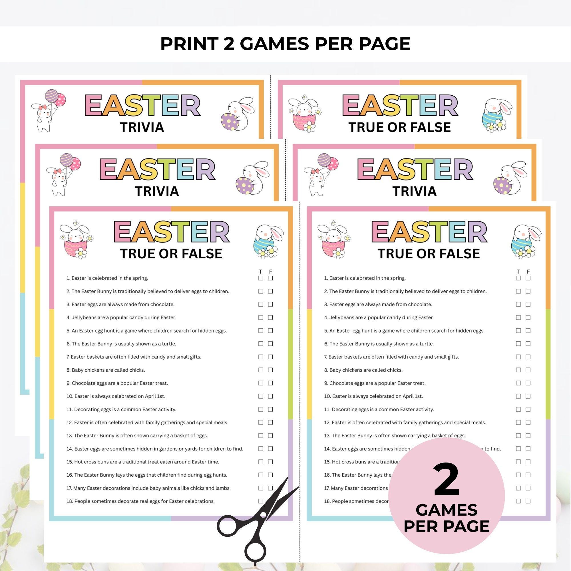 Easter Trivia Game Printable Easter Quiz True or False Game Easter ...