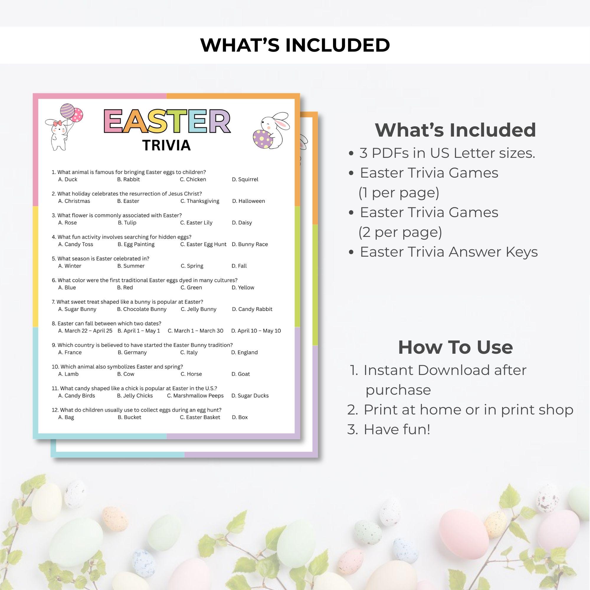 Easter Trivia Game Printable Easter Quiz True or False Game Easter ...