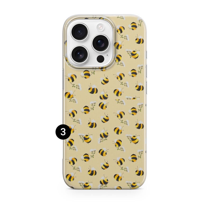 Bee Phone Case, Bumble Bee Floral Cover for iPhone 17 Pro Max, 16e, 15 ...