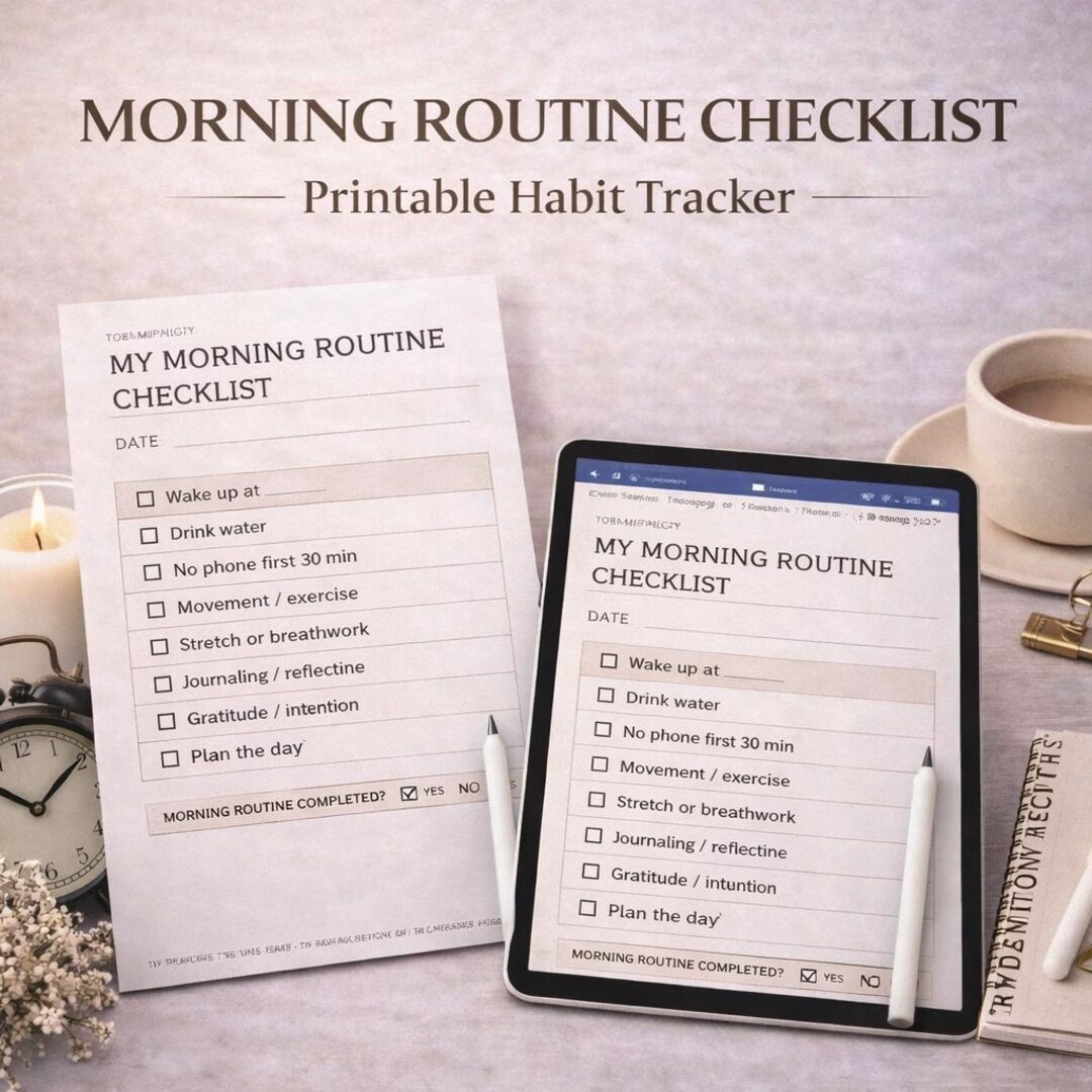 Morning Routine Checklist Printable| Daily Habit Tracker| Self ...