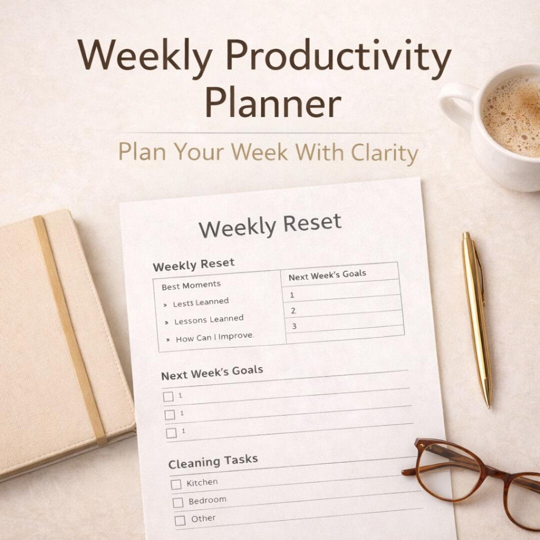 Weekly Productivity Planner Printable | Weekly Reset Planner | Weekly ...
