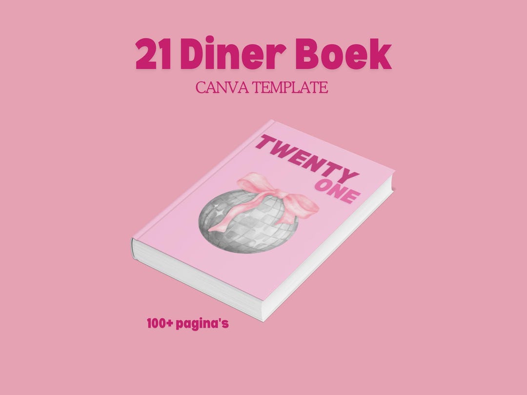 21 Diner Boek, Aanpasbaar Canva Template, 100+ pagina's, Disco & Roze ...