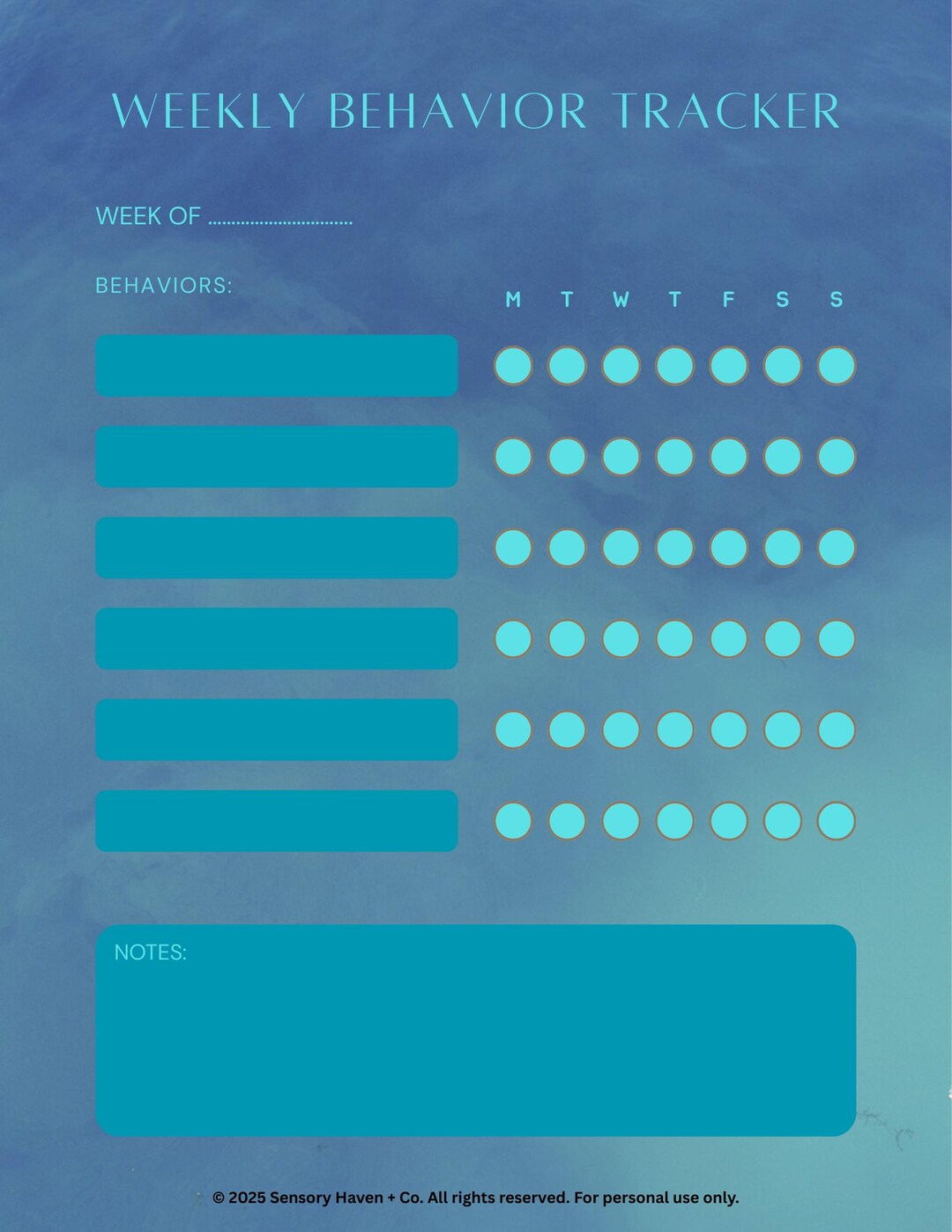 Weekly Behavior Tracker | Printable Digital Planner for ADHD, Autism ...