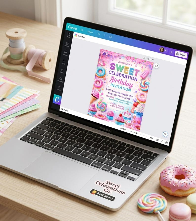 Sweet Celebration Birthday Invitation, Candyland Party Invite, Editable ...