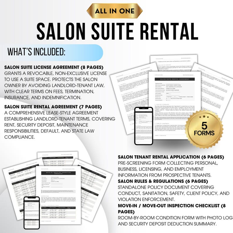 Salon Suite Rental Forms Bundle | Salon Lease Contract |license ...
