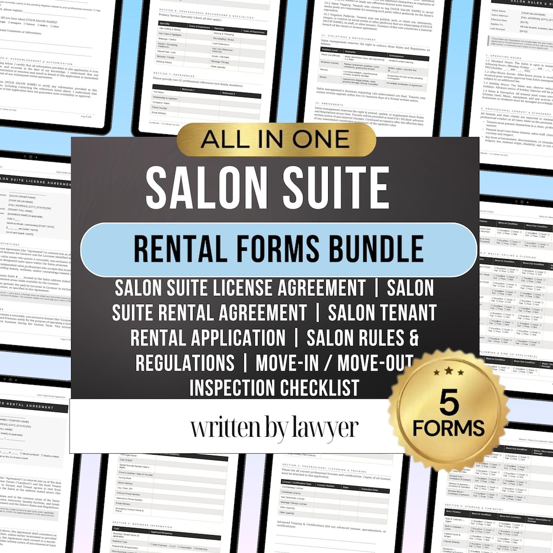 Salon Suite Rental Forms Bundle | Salon Lease Contract |license ...