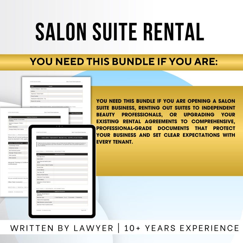 Salon Suite Rental Forms Bundle | Salon Lease Contract |license ...