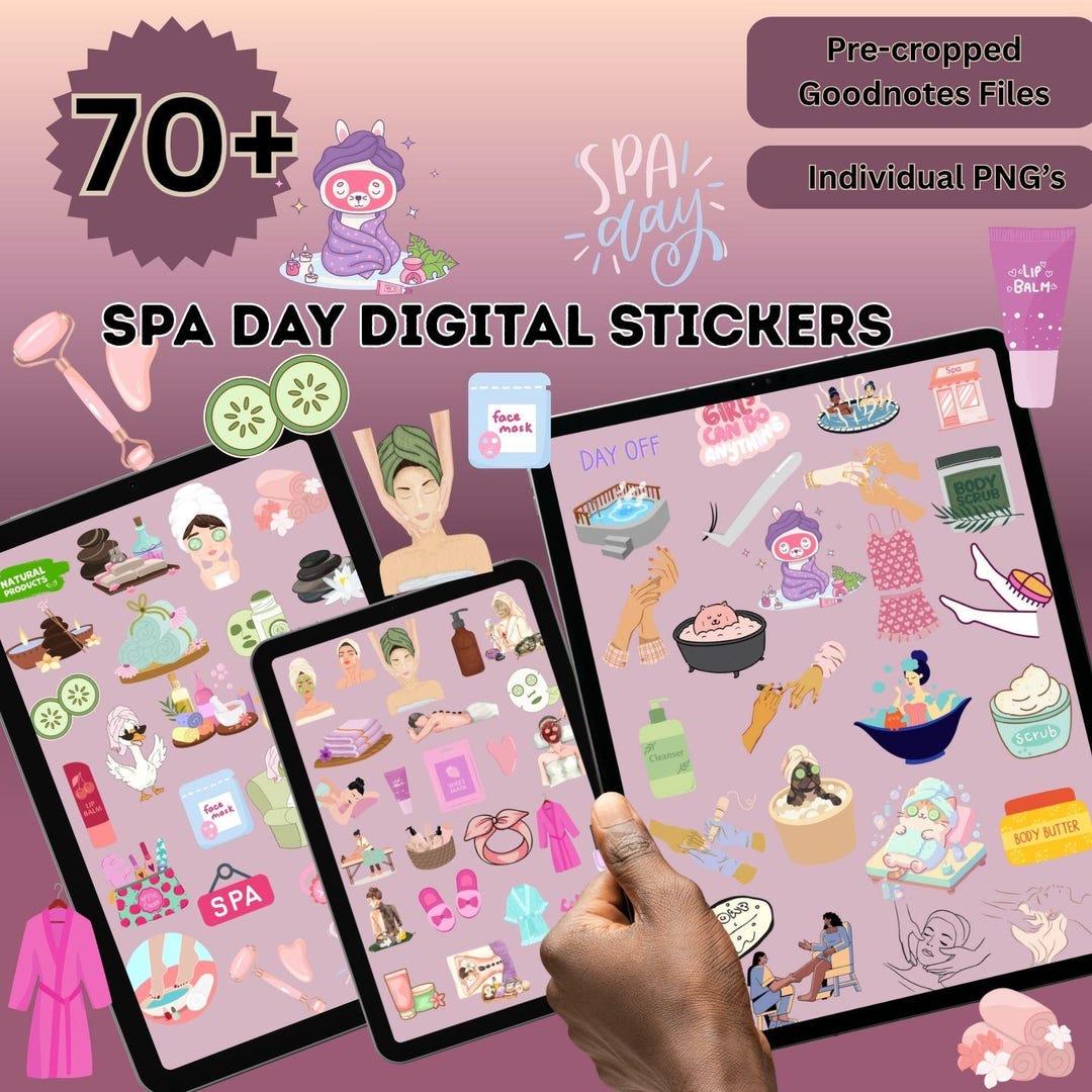 70+ Spa Day Digital Stickers|self Care Planner Stickers|wellness ...