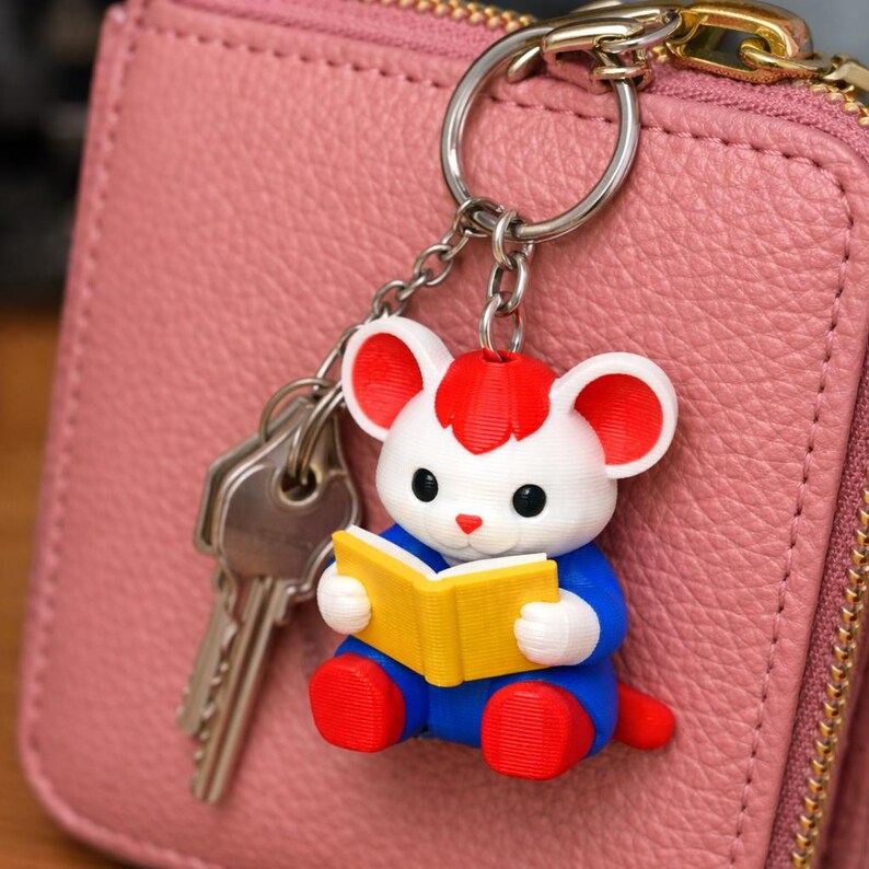 Artisan Thread Dancer Mouse Keychain | Hand-painted Multicolor 3D Print ...