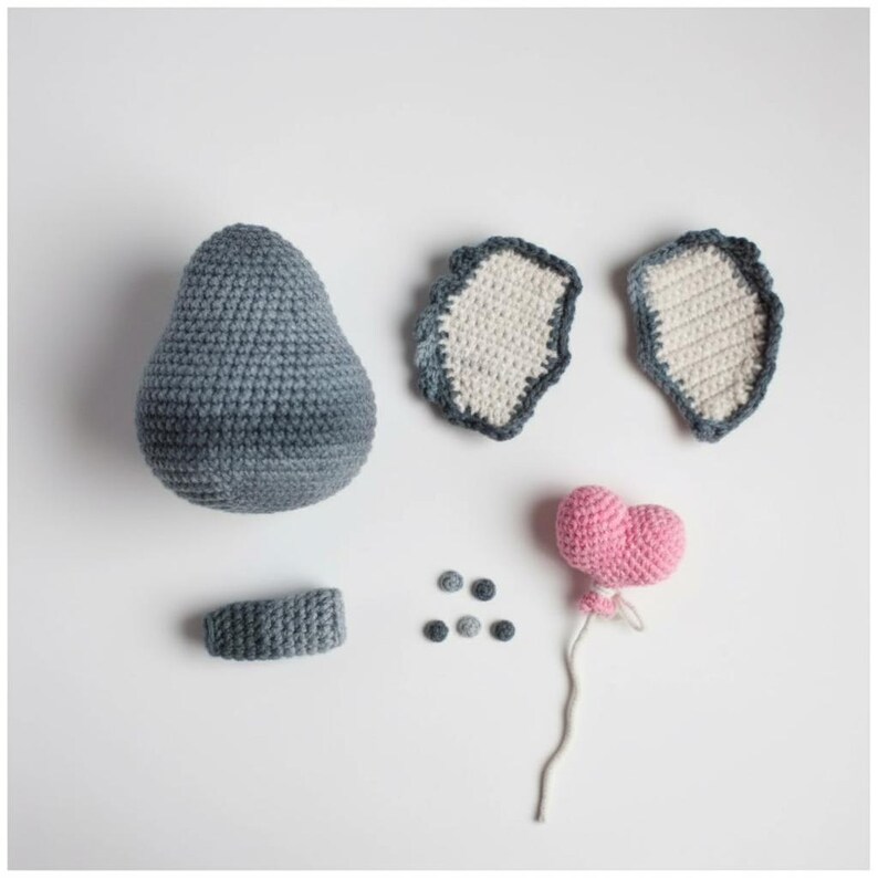 Crochet Elephant Pattern PDF | Amigurumi Toy With Heart Balloon ...