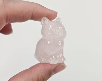 Mini Sitting Kitty, Gemstone, Cat Decor, Rose Quartz Crystal, Amethyst ...