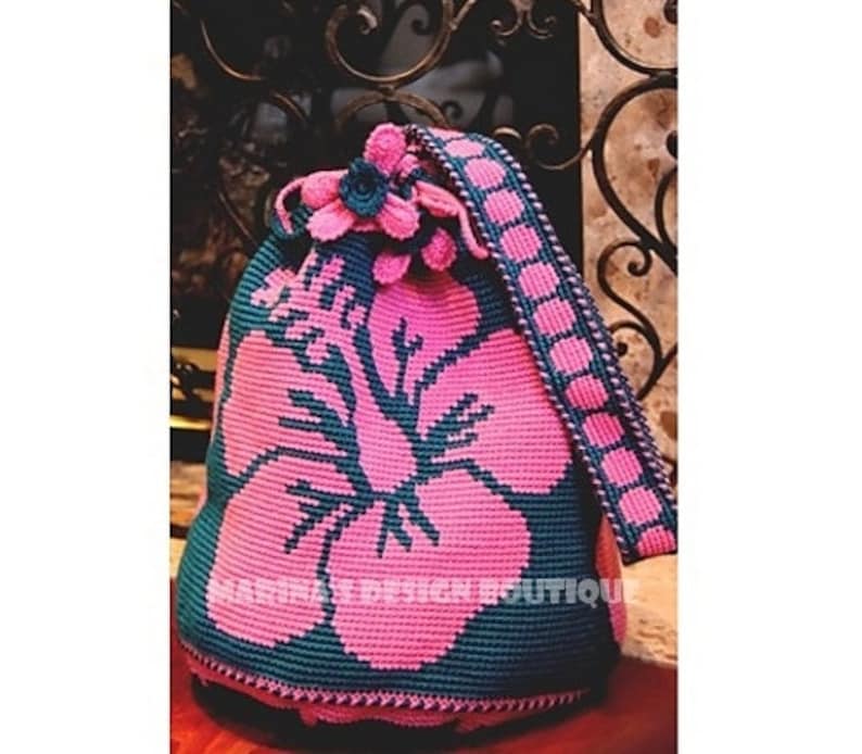 Hibiscus Shoulder Drawstring Bag PDF Crochet Pattern - Etsy Canada