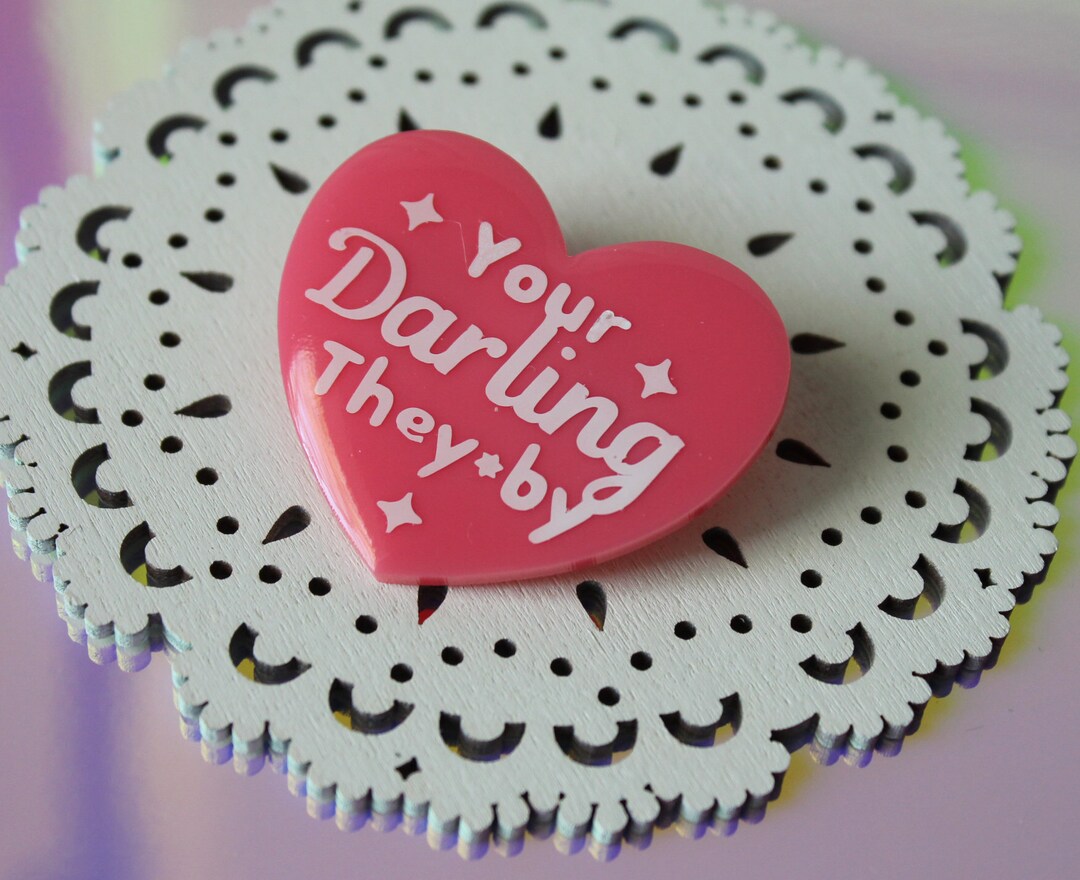 Your DARLING THEYBY | Pastel Heart Pin || They Them Pin | Pronoun Pin ...