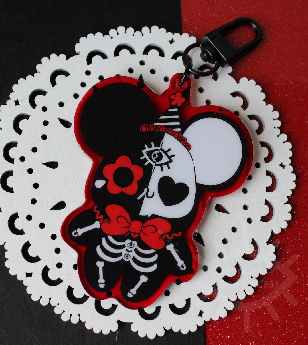 SOLD OUT Spooky MOUSE Skeleton Acrylic Keychain Circus Mouse Kawaii ...