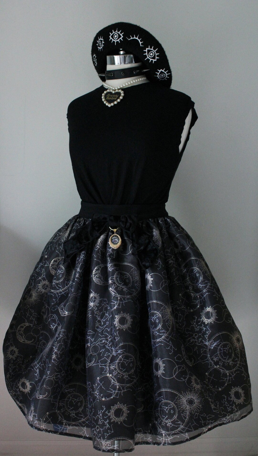 GRAMARYE Third Eye | Black Gold Gothic Lolita Celestial Moon Skirt ...