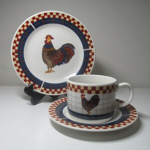 Oneida Majestic Ware Calico Rooster by Laslie Beck Teacup / Saucer and ...