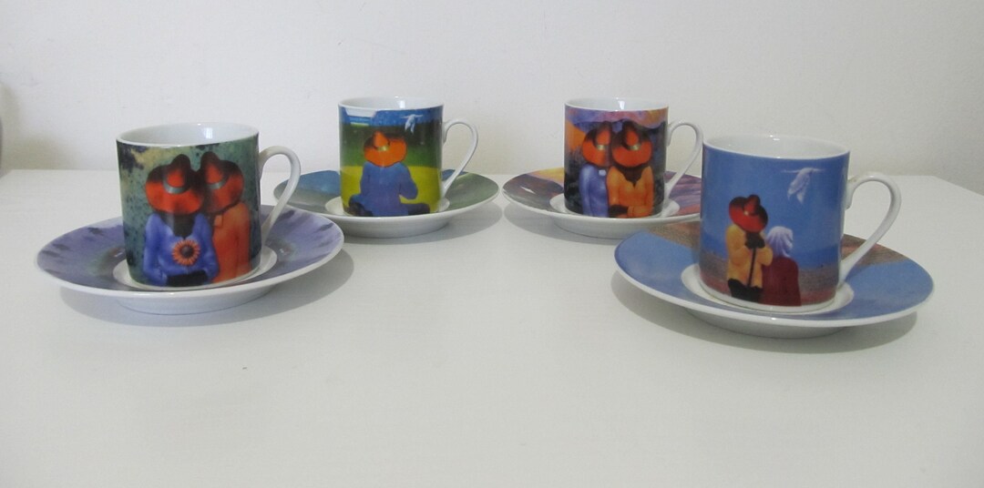 Dionisio Blanco Hand Painted "faceless Sowers" Espresso Cup Sets ...