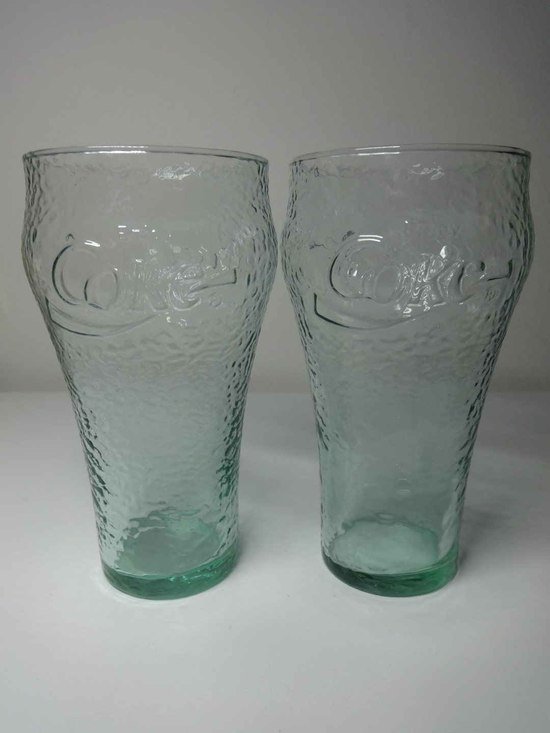 Coca-cola Pebble Glass Light Green Glasses Set of Two 2 - Etsy