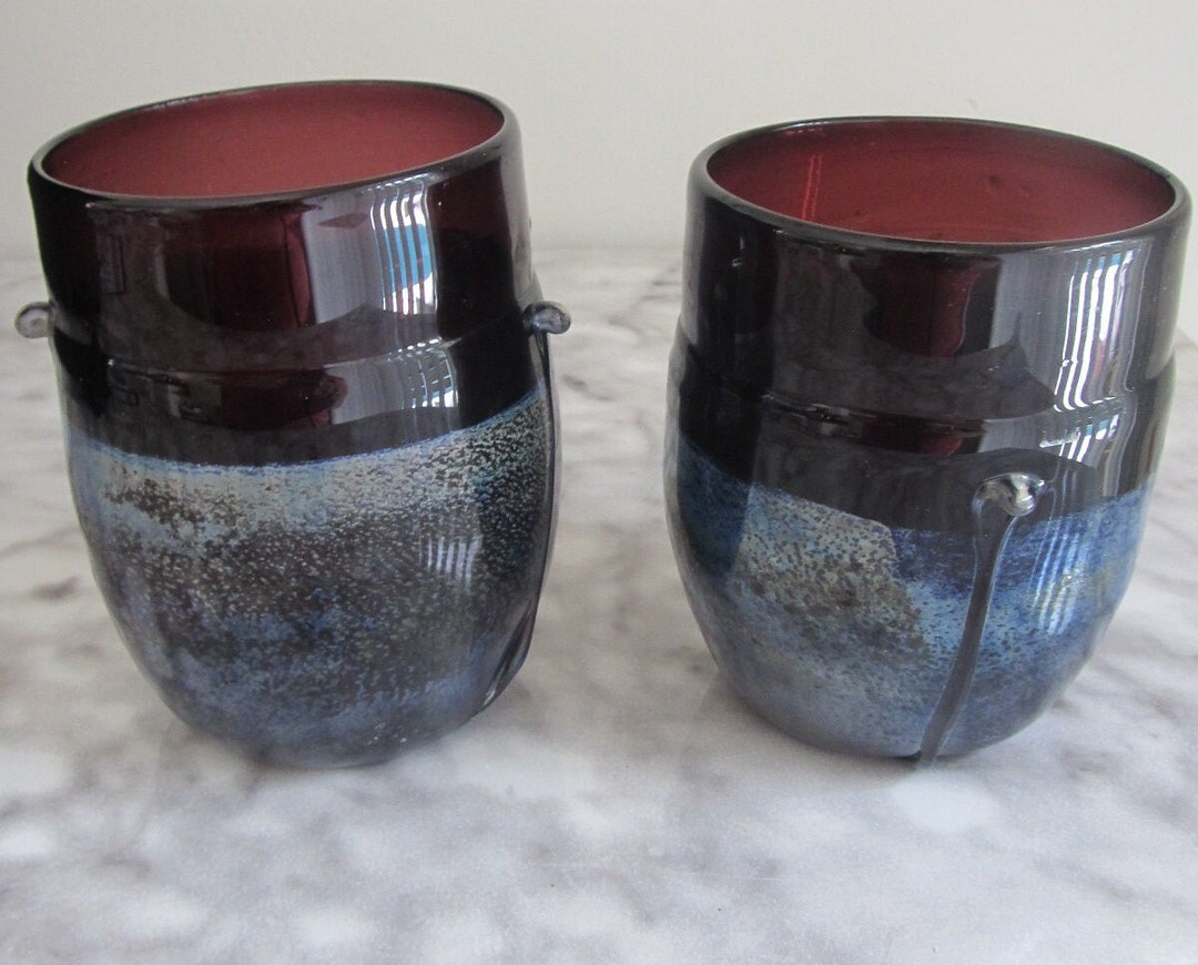 Frederick Warren Studio Art Glass Tumbler Signed Handblown Set of Two ...