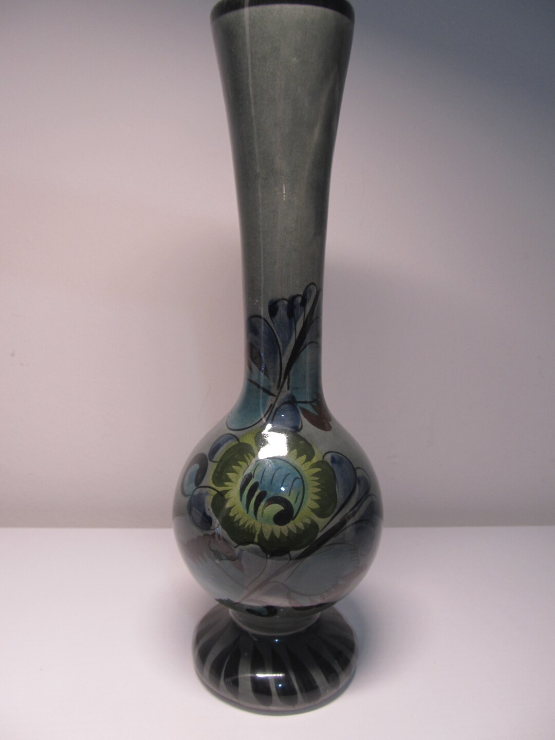 Vintage Ceramic Flute Ended Hand Painted Vase Made in Mexico - Etsy