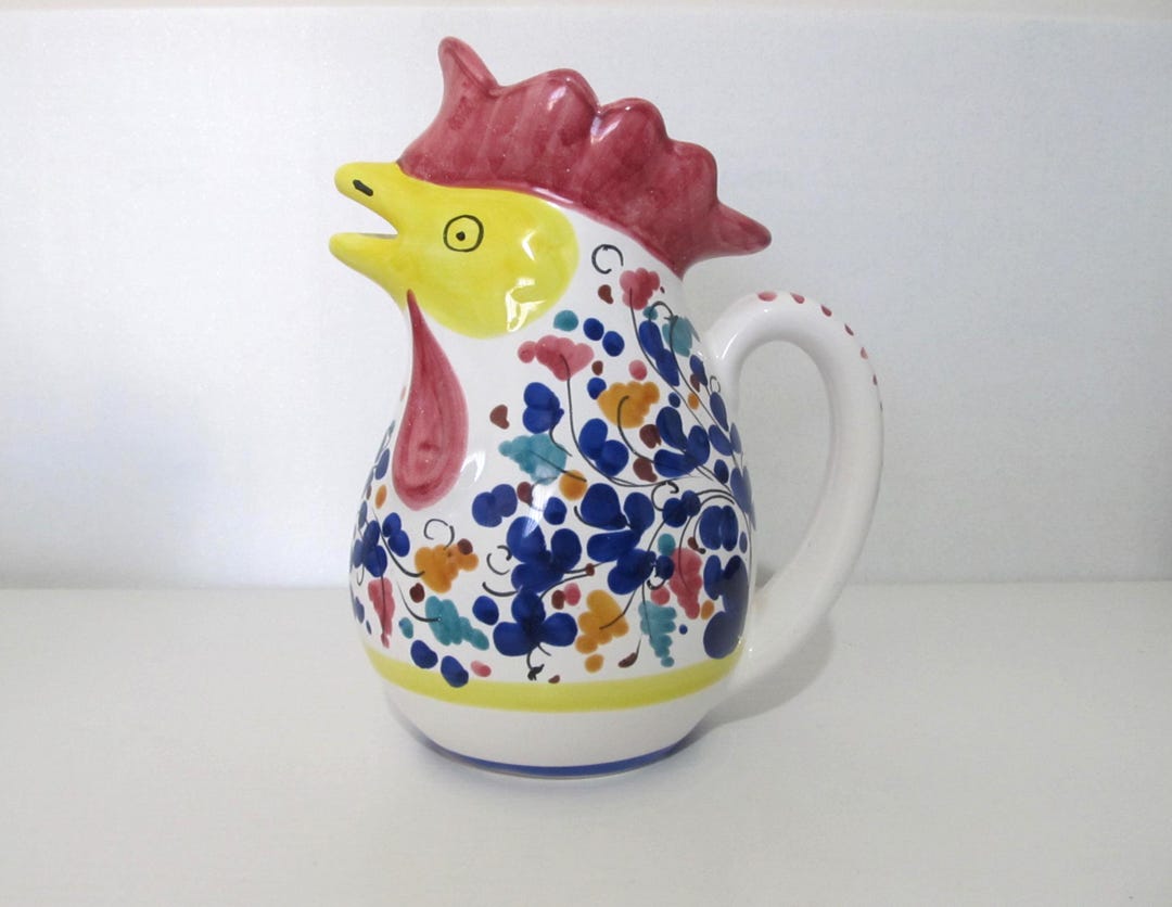 Sberna Deruta Italian Hand Painted Rooster of Fortune Pitcher - Etsy