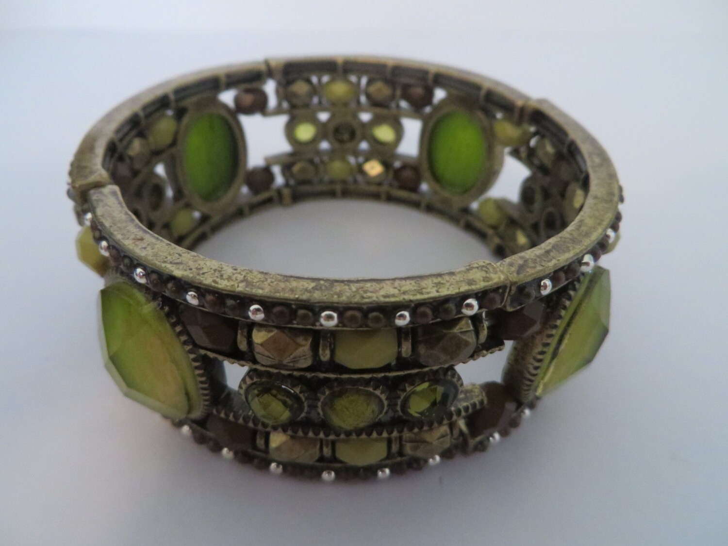 Vintage Bronze Assorted Color Stones Stretch Bracelet - Etsy