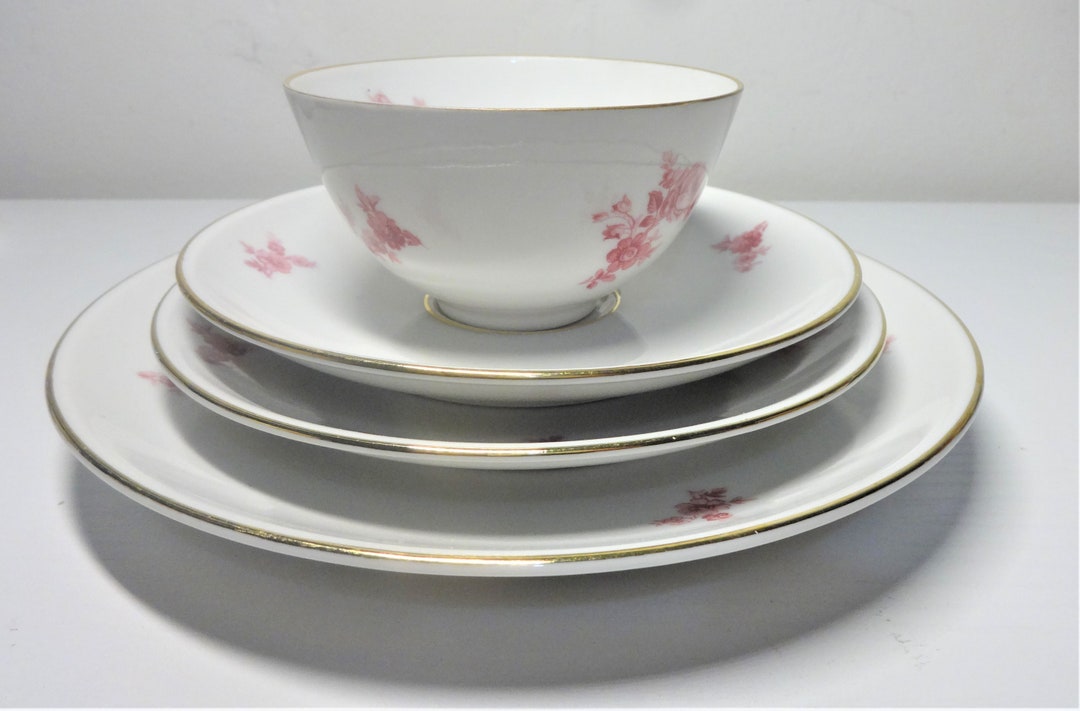 Furstenberg German Porcelain Floral Pattern Four Piece Dinnerware - Etsy