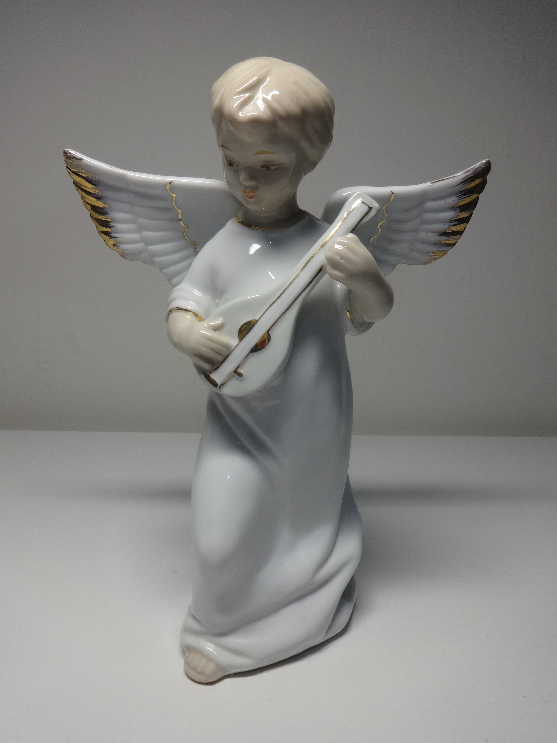 Crown and S Porcelain Gold Trim Angel Playing a Mandolin - Etsy