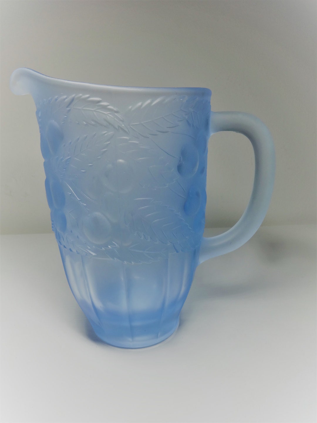 Vintage Embossed Cherry Frosted Pitcher - Etsy