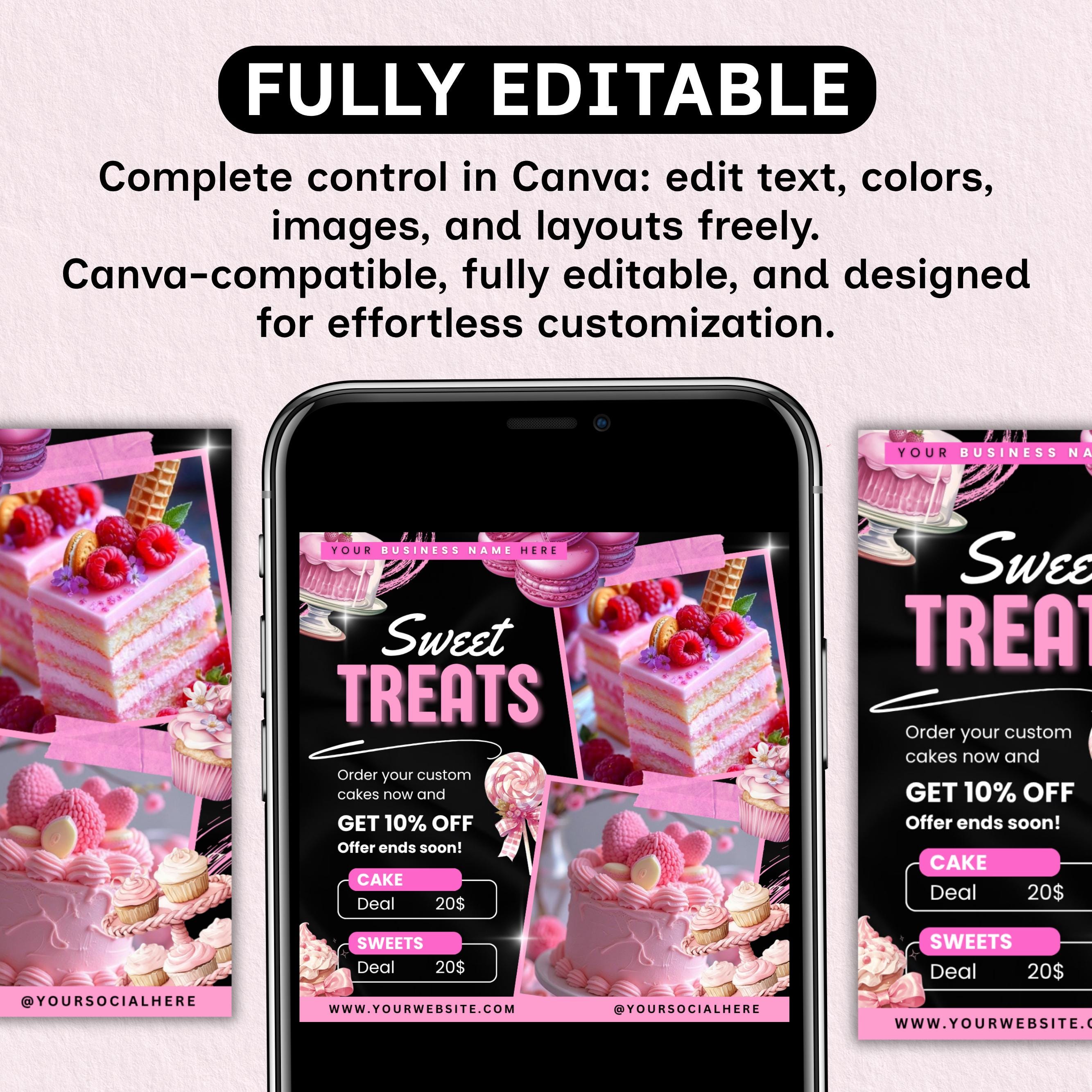 Bakery Flyer, Cake Flyer, Sweet Treats Dessert Flyer, DIY Flyer ...
