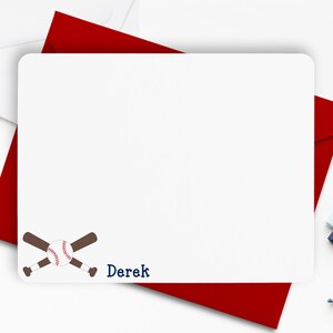 Baseball Stationery, Baseball Note Cards, Personalized Flat Note Cards ...