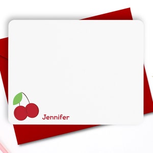 Cherry Stationery, Cherry Note Cards, Personalized Note Cards for Kids ...