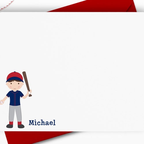 Baseball Stationery Baseball Note Cards Personalized Flat - Etsy