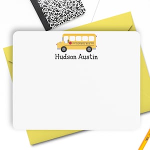 School Bus Stationery, School Bus Note Cards, Personalized Flat Note ...