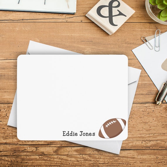 Football Stationery, Football Note Cards, Personalized Flat Note Cards ...