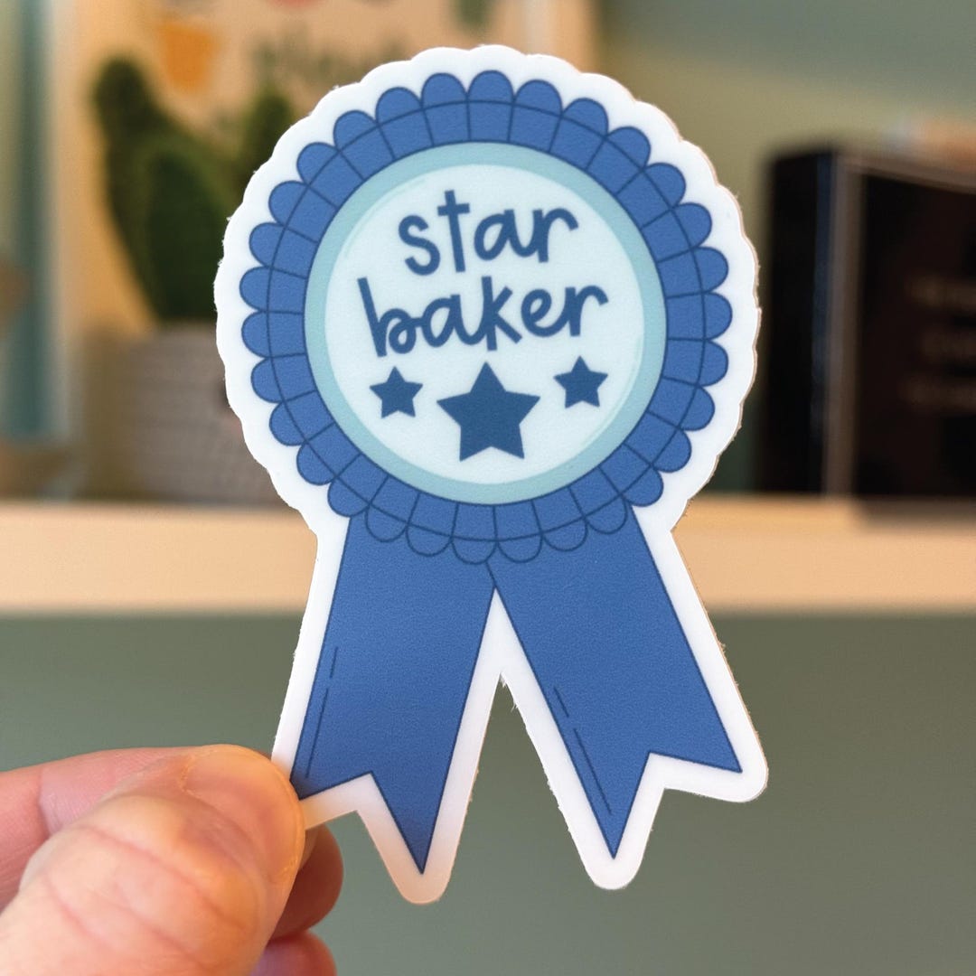 Star Baker Blue Ribbon Sticker | Gift for Bakers | Waterproof Vinyl ...