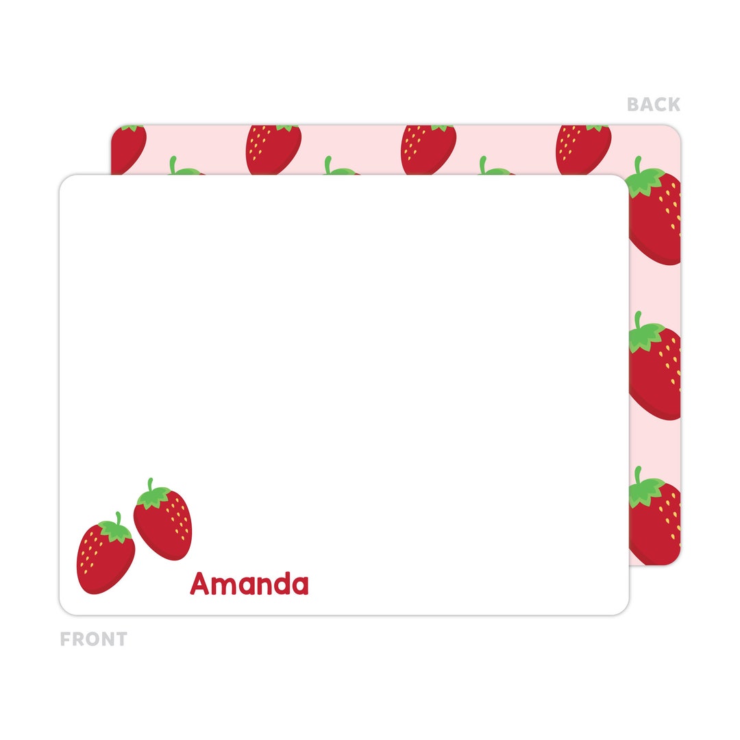 Personalized Strawberry Note Cards - Personalized Kids Stationery Set ...