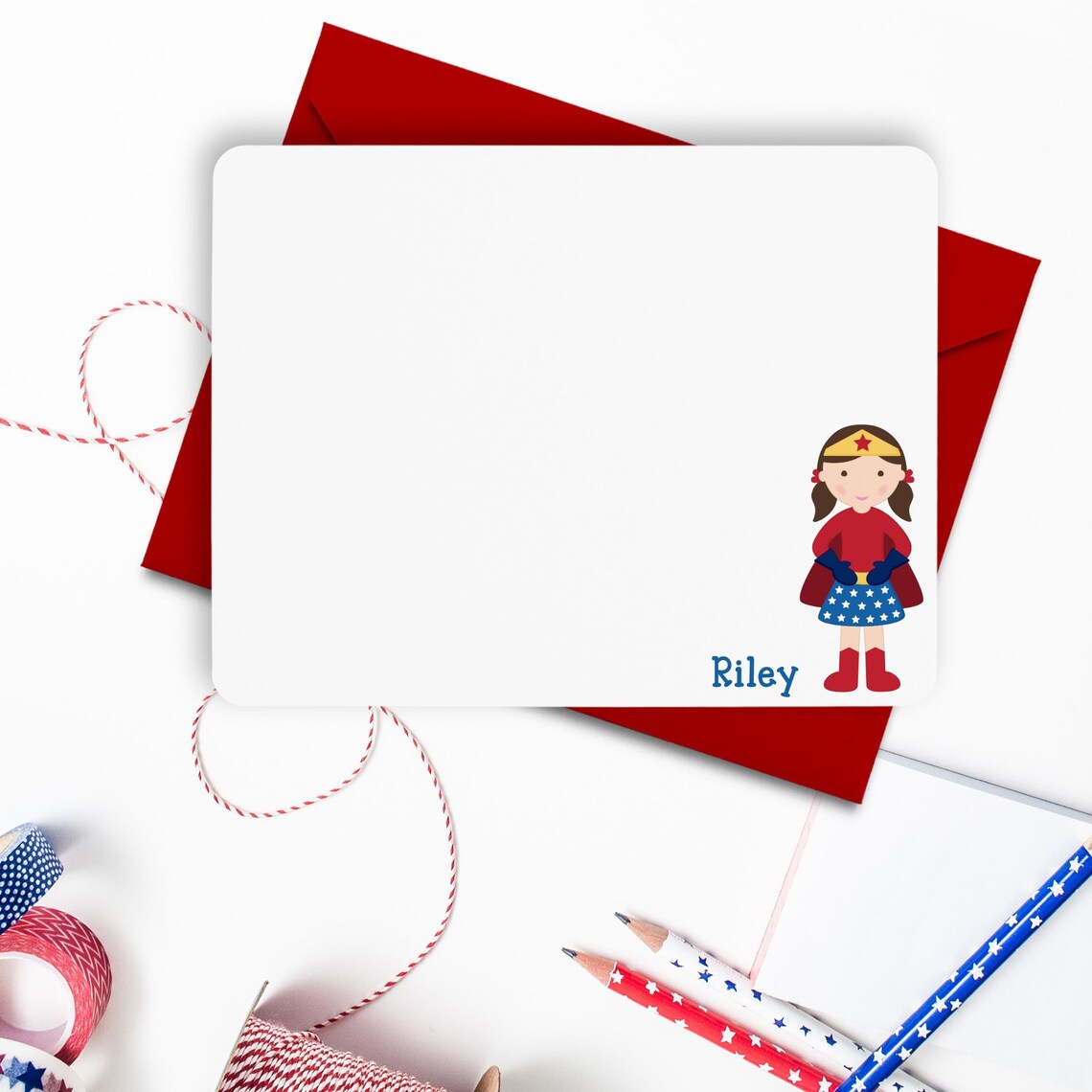 Superhero Girl Stationery Superhero Girl Note Cards | Etsy