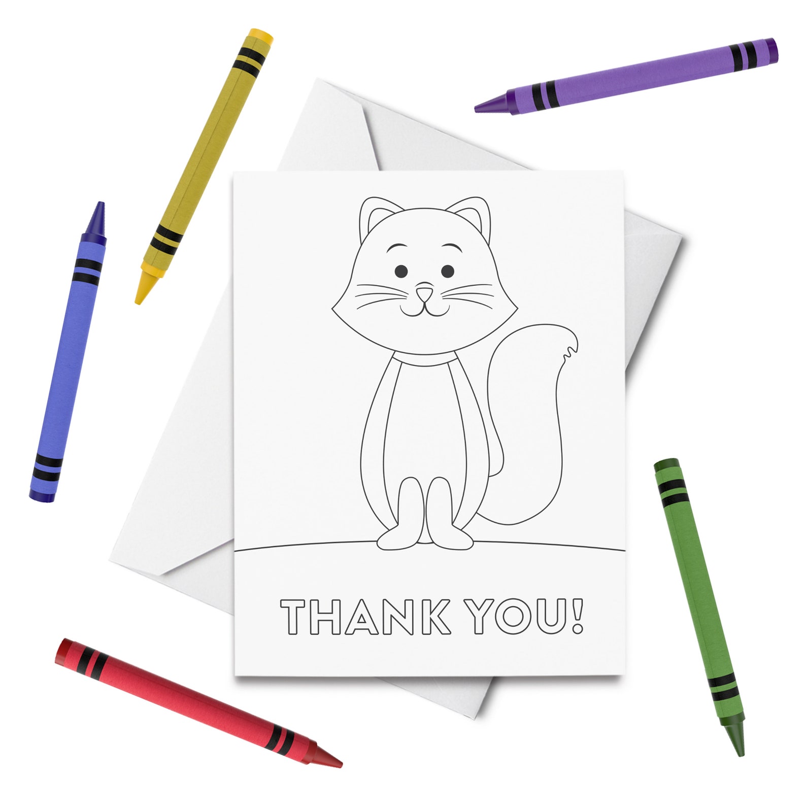 PRINTABLE Thank You Coloring Card Cat Thank You Card Thank - Etsy