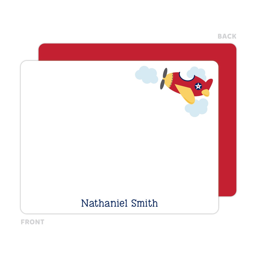 Airplane Stationery, Airplane Note Cards, Personalized Flat Note Cards ...