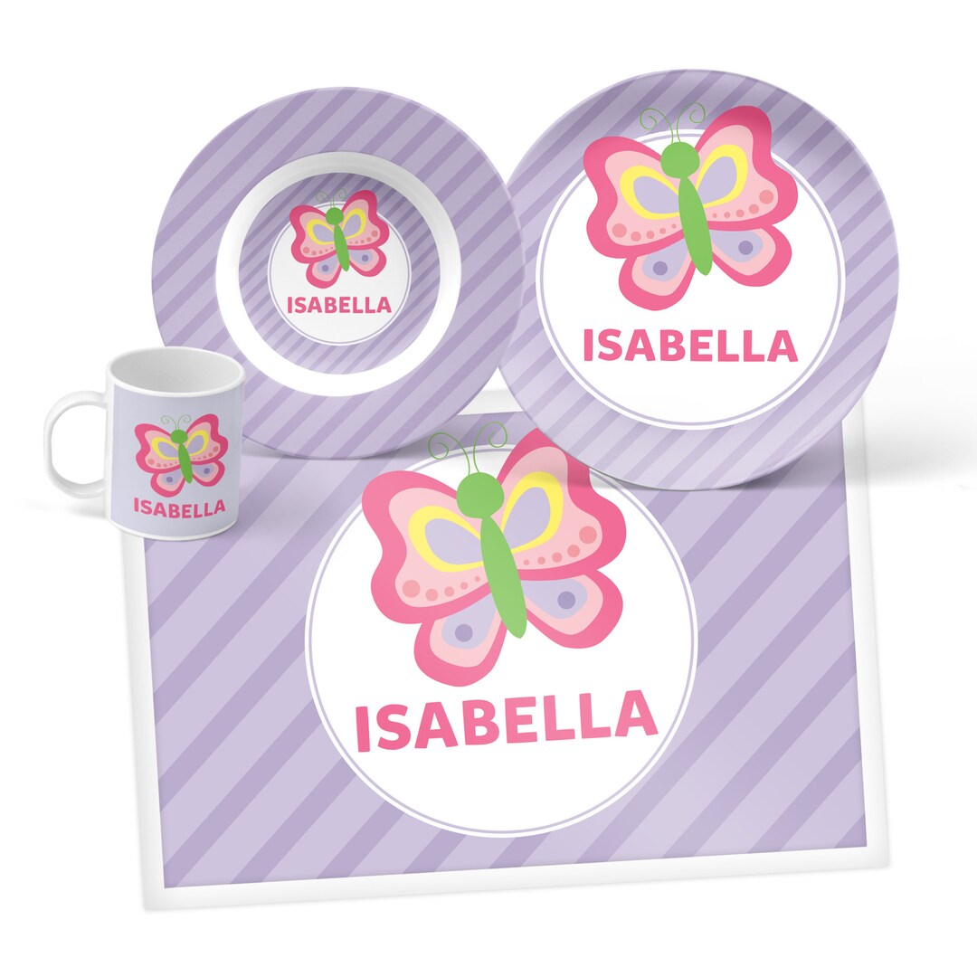 Personalized Butterfly Mealtime Set - Custom Dinnerware for Kids ...