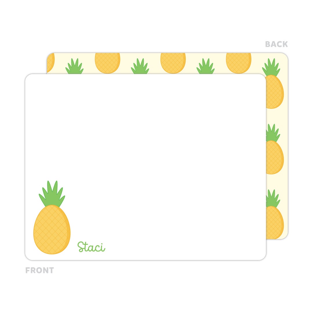 Personalized Pineapple Note Cards - Personalized Kids Stationery Set ...