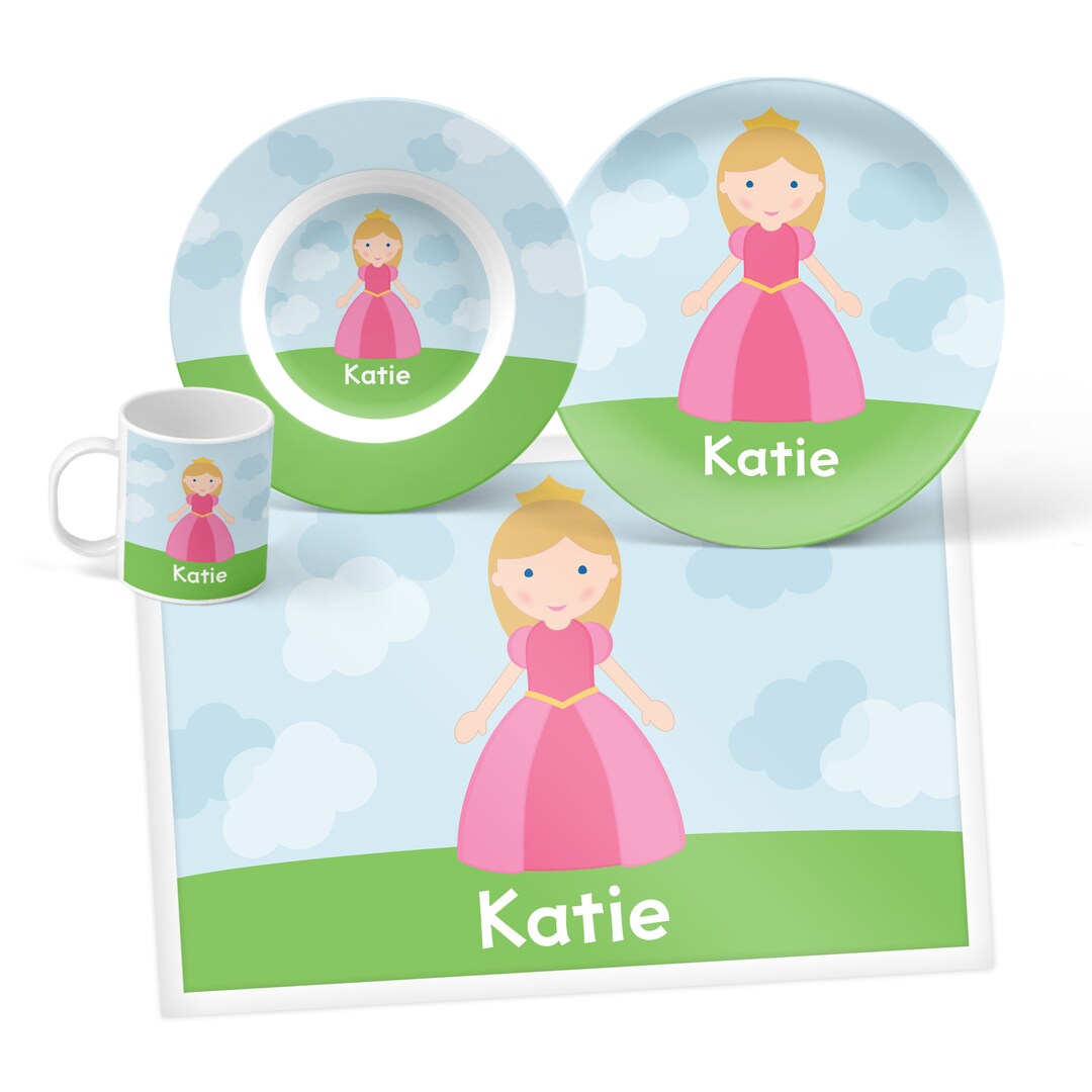 Personalized Princess Mealtime Set - Custom Dinnerware for Kids ...